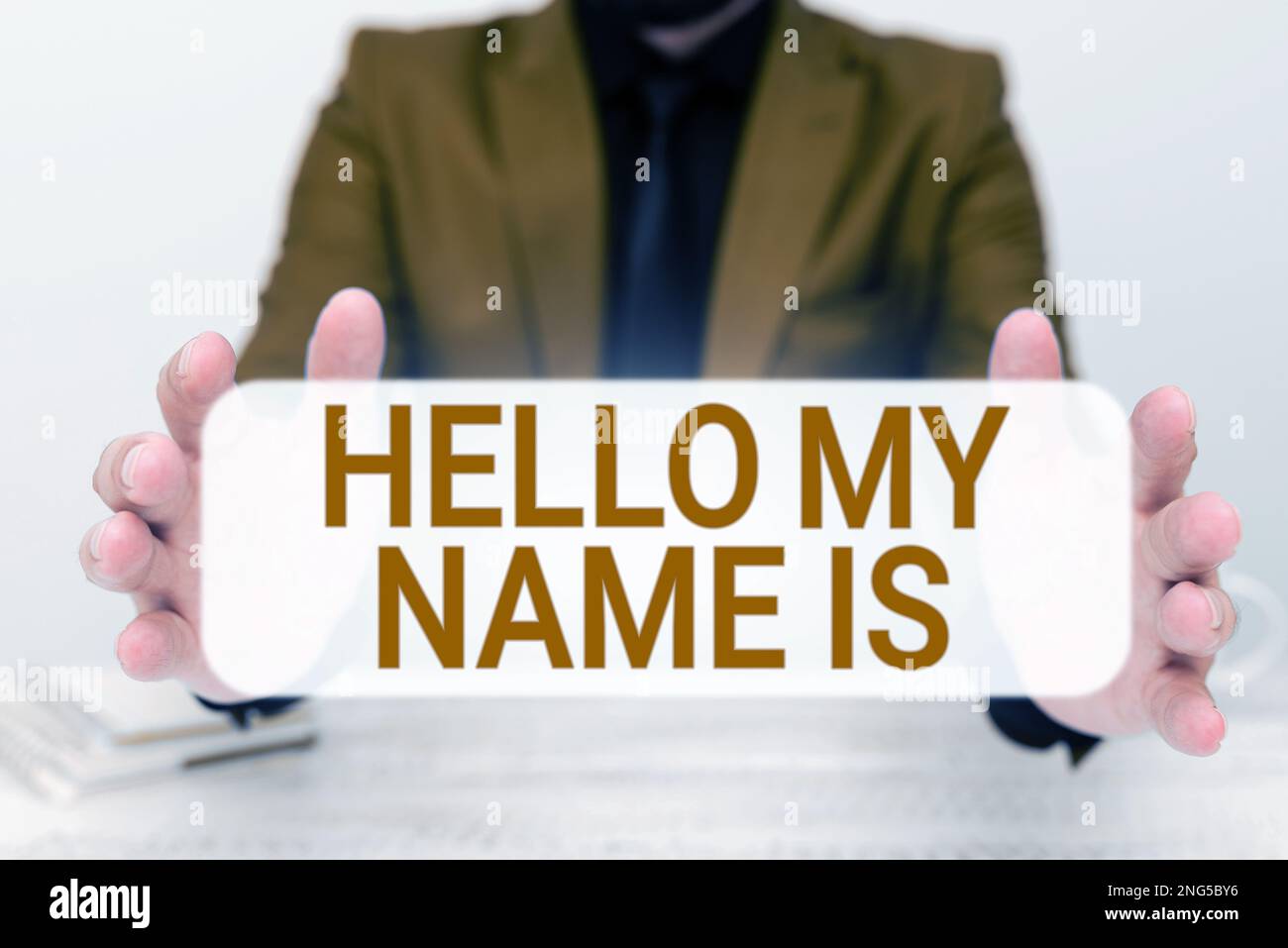 Writing displaying text Hello My Name Is. Business idea introducing ...
