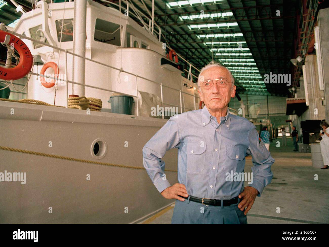 Marine explorer Captain Jacques-Yves Cousteau is seen with his newly ...