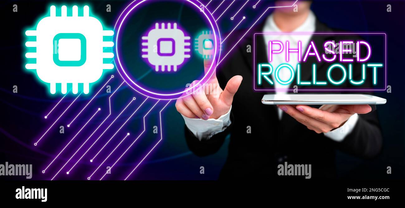 Text showing inspiration Phased Rollout. Word for the practice of prescription drug preparation ...