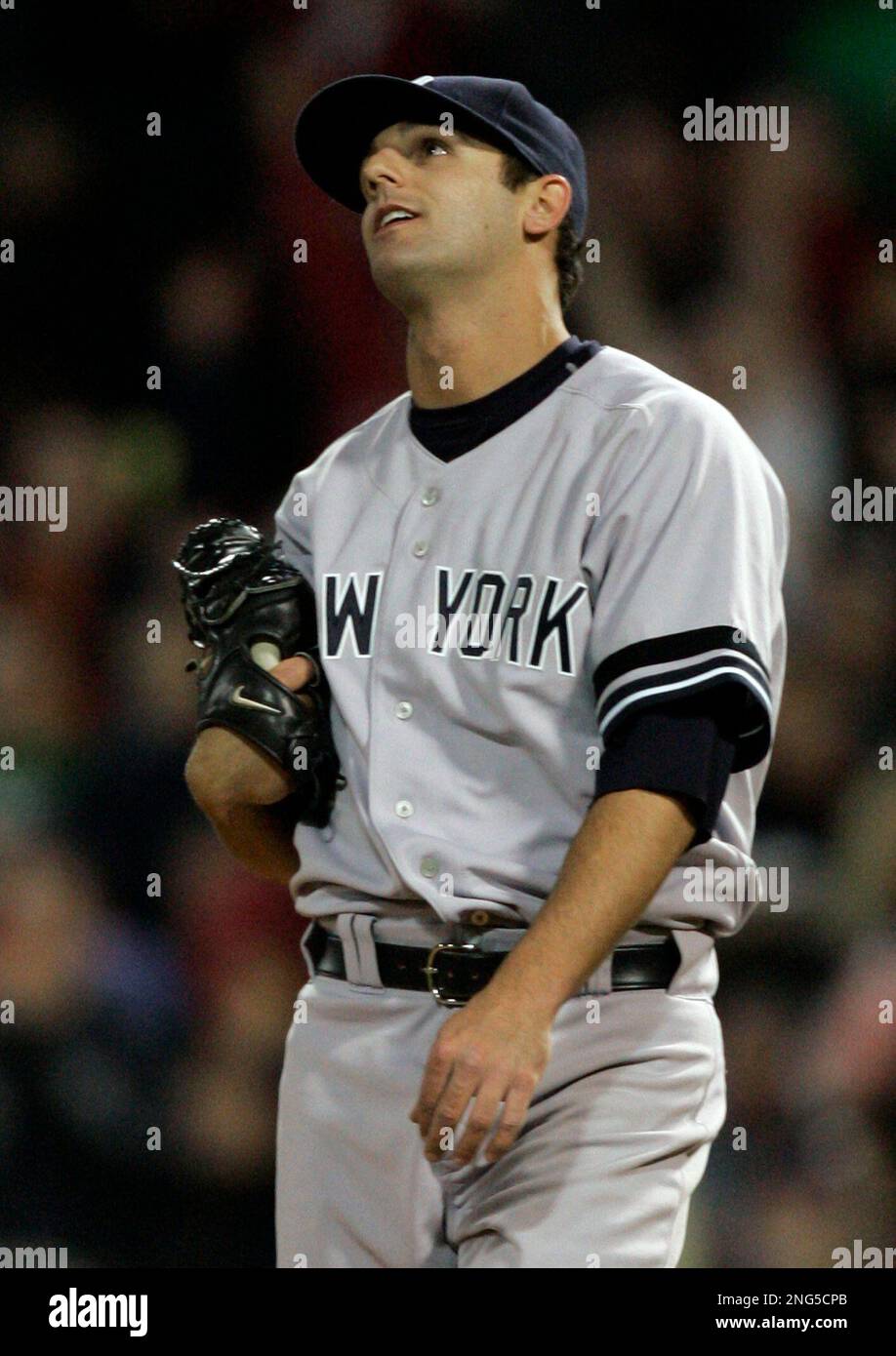 New York Yankees pitcher Chase Wright reacts to Boston Red Sox's Mike ...