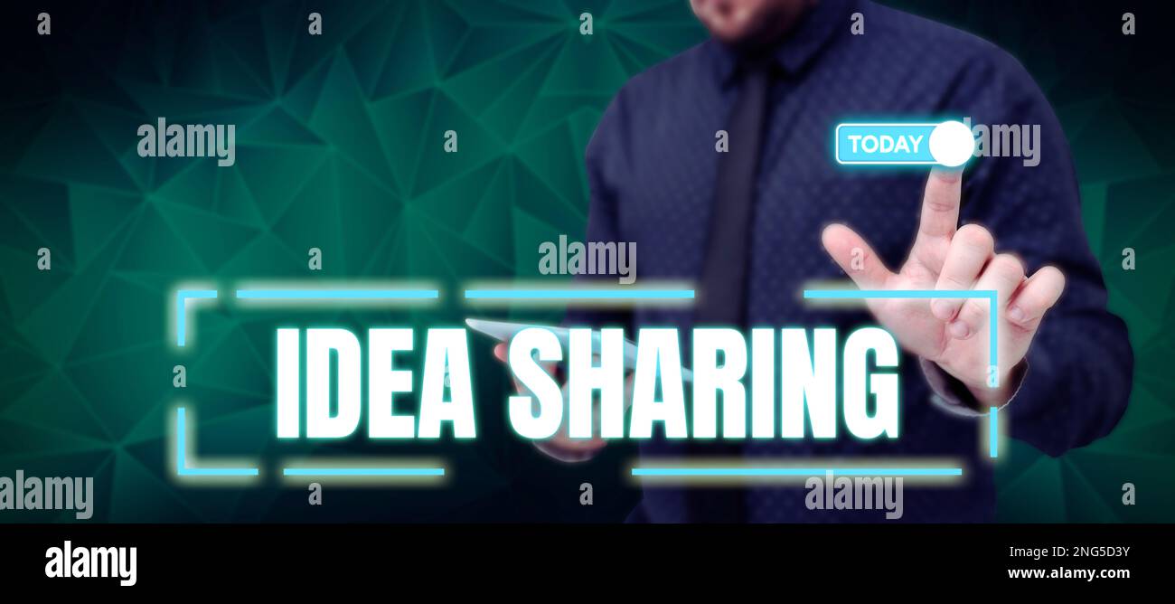 Inspiration showing sign Idea Sharing. Word Written on Startup launch ...