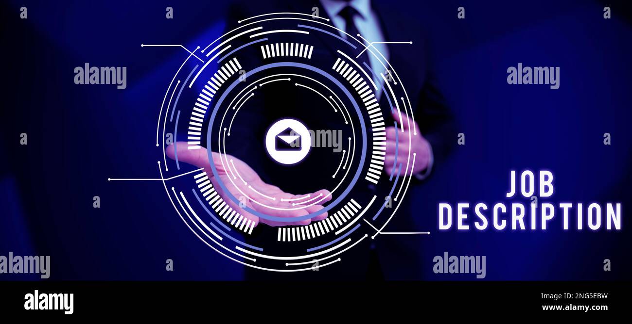 Hand writing sign Job Description. Business approach A document that ...