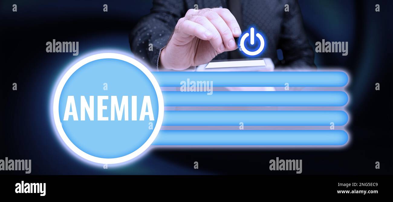 Hand writing sign Anemia. Conceptual photo condition where there ...