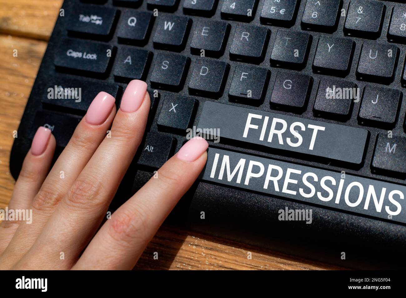 Hand writing sign First Impressions. Word Written on What a person ...