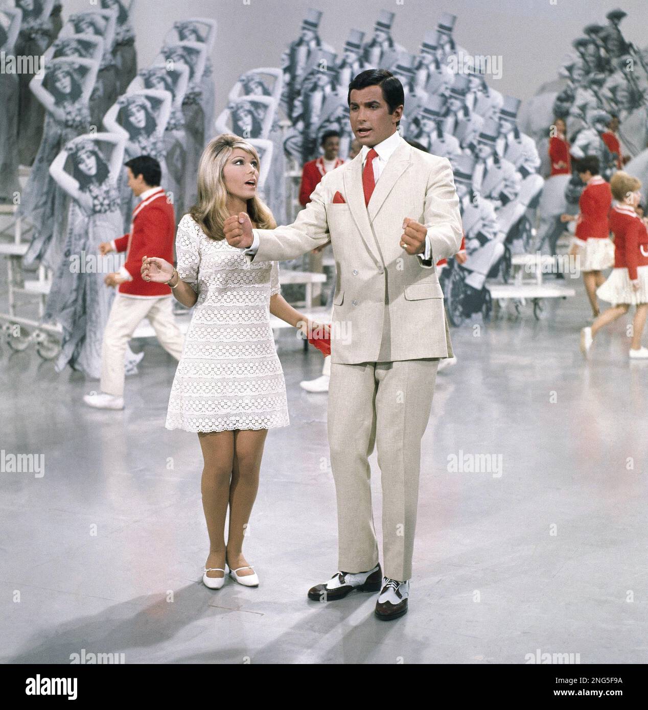 Actor George Hamilton during filming of the TV show "The Class of '67 ...