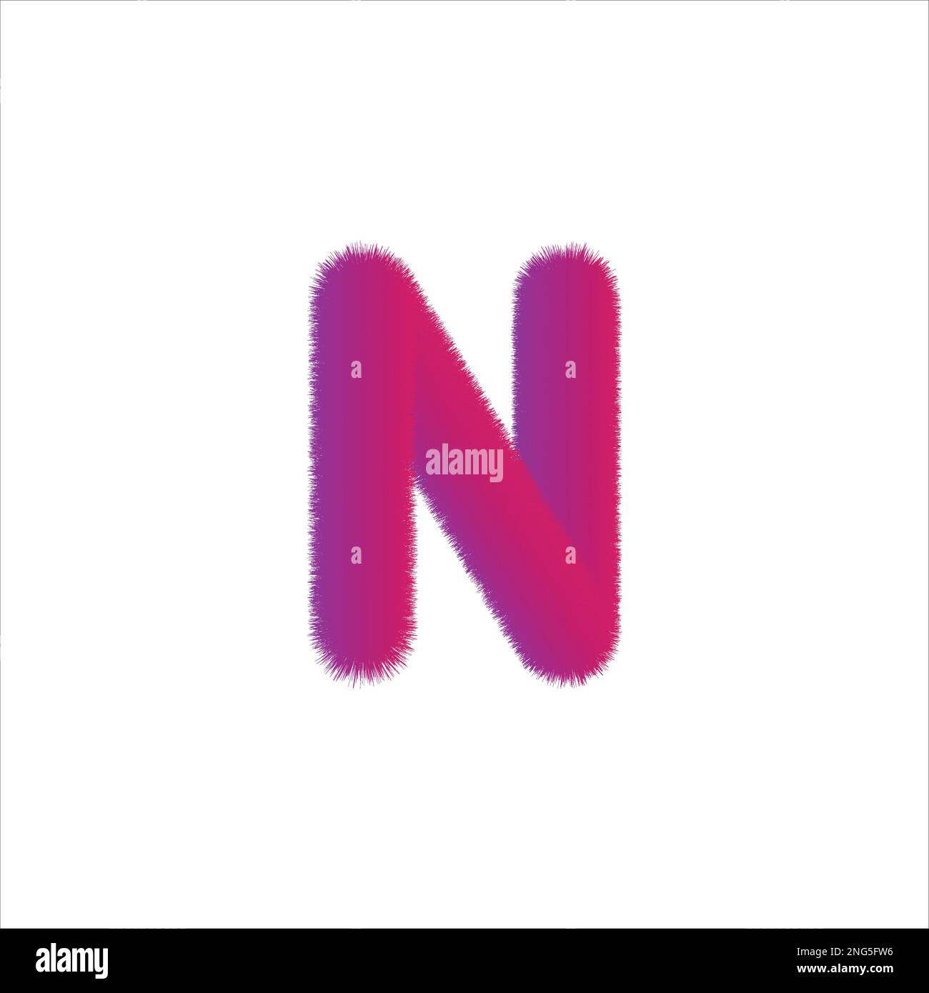 High Quality 3D Shaggy Letter N on White Background . Isolated Vector ...