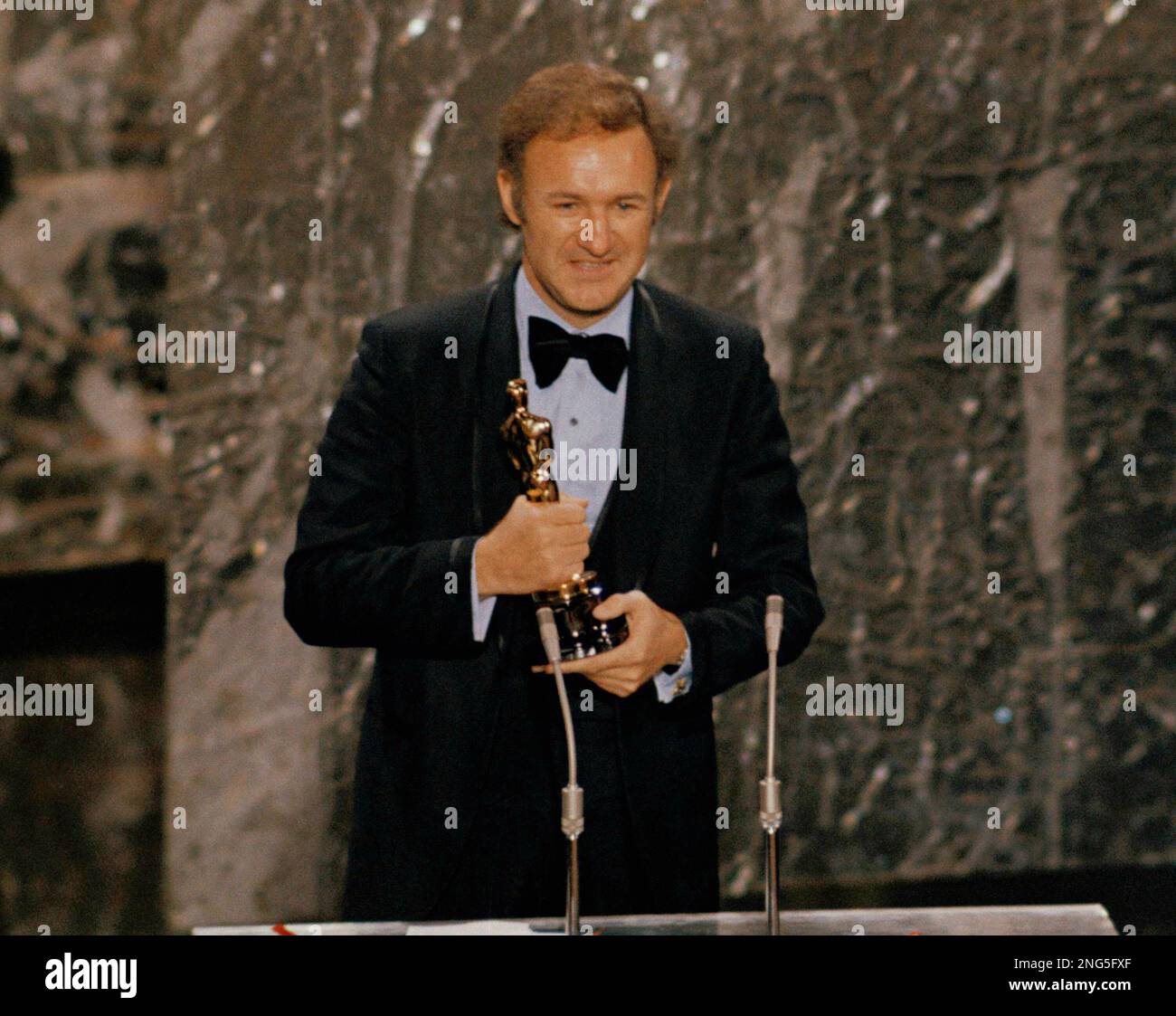Gene Hackman accepts his Oscar for best actor at the 1971 Academy ...