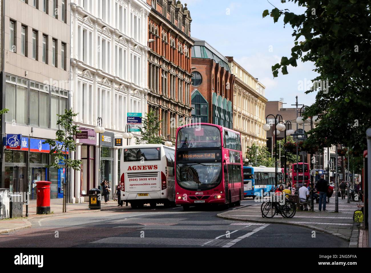 Summer Belfast city centre Belfast street in summer with buses and ...