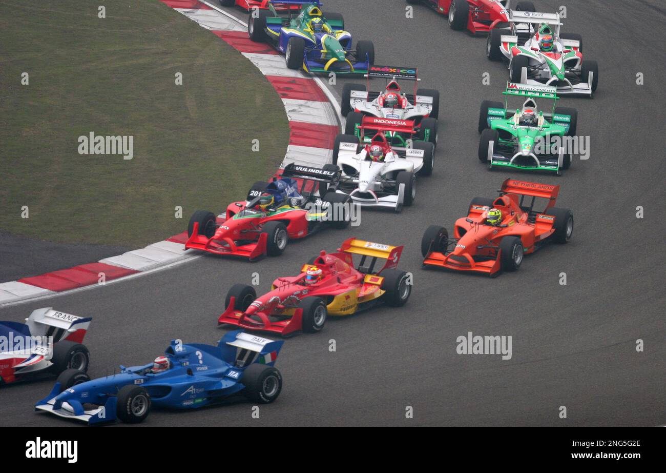 Racing cars compete during the final race of the A1 Grand Prix of ...
