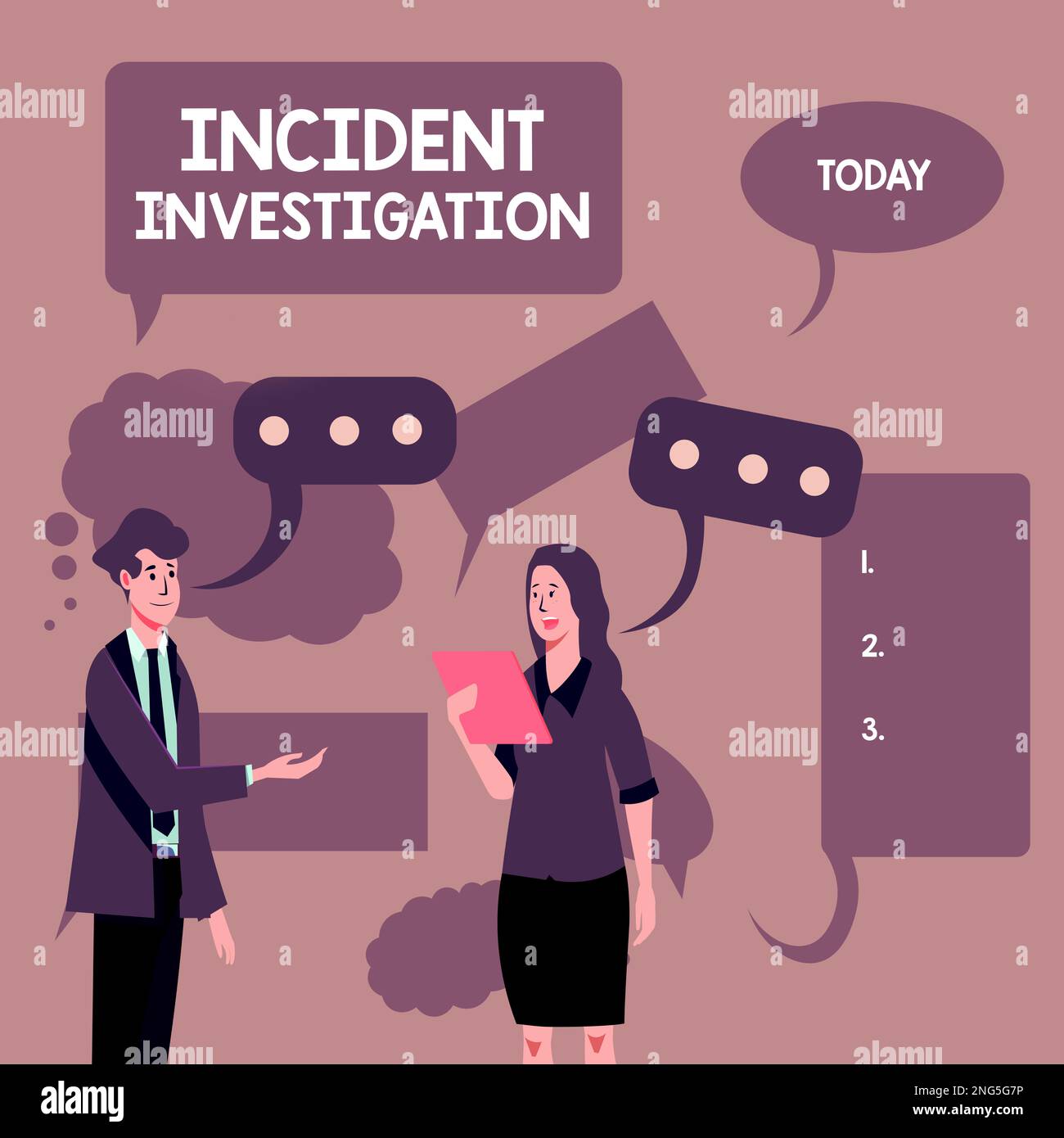 Text caption presenting Incident Investigation. Business idea responsible for the integrity of ...