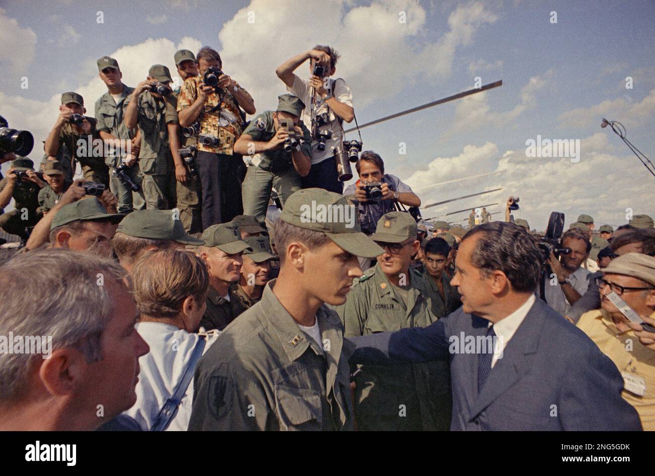 United States President Richard Nixon in Saigon on his first visit to ...