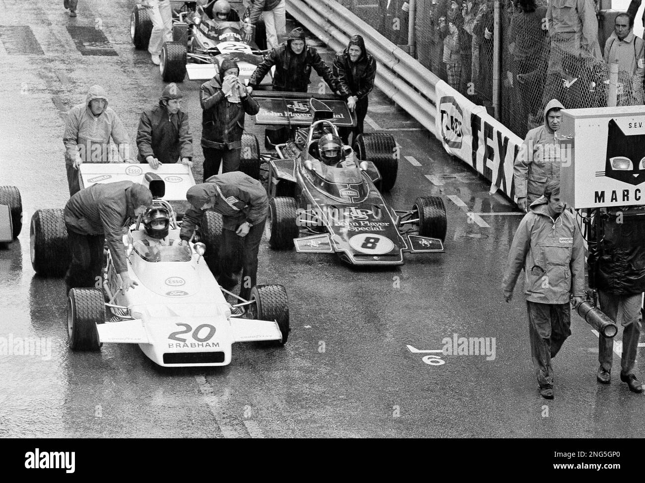 Brazilian race car driver Emerson Fittipaldi on Lotus J.E.S No. 8 in ...