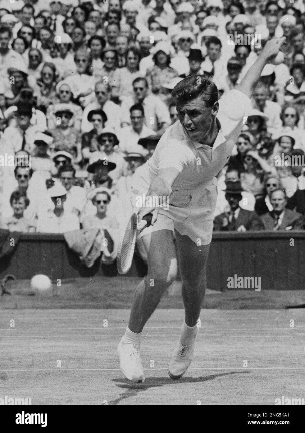 Frank Sedgman of Australia defeats his countryman Mervyn Rose during ...