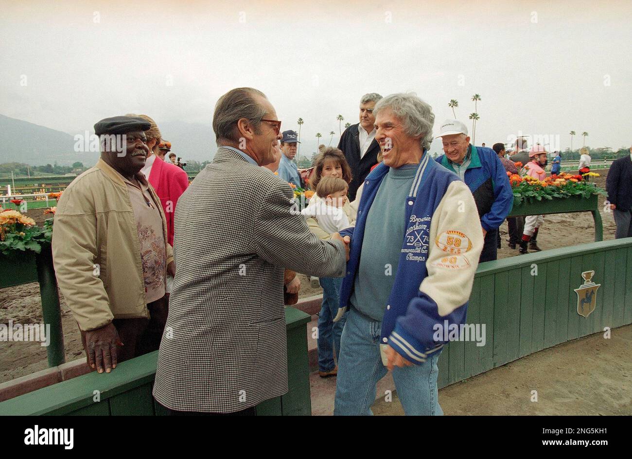 Actor Jack Nicholson, left, congratulates Academy Award-winner composer ...