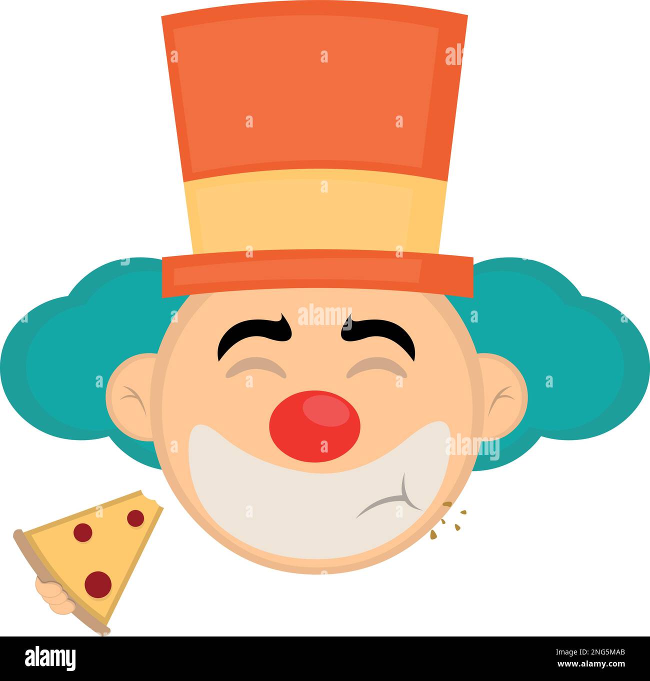 vector illustration face clown cartoon eating a slice of pizza Stock ...
