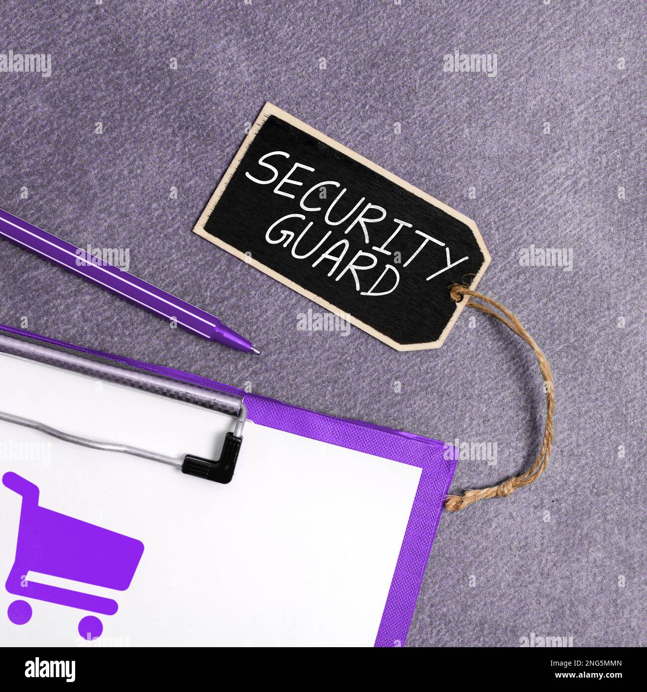 Writing Displaying Text Security Guard Word Written On Tools Used To