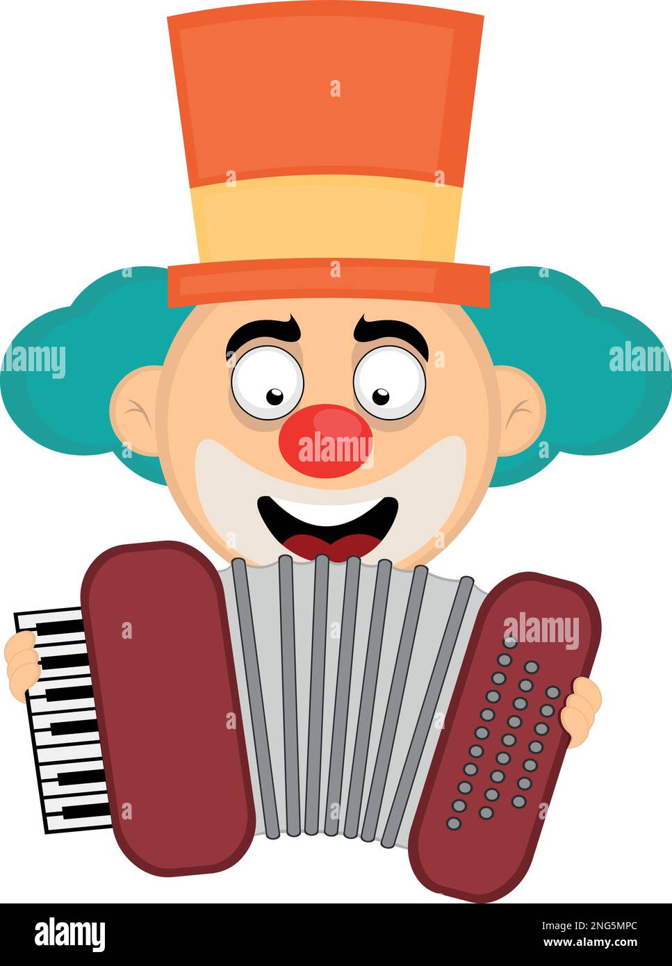 vector illustration face of a cartoon clown playing an accordion ...