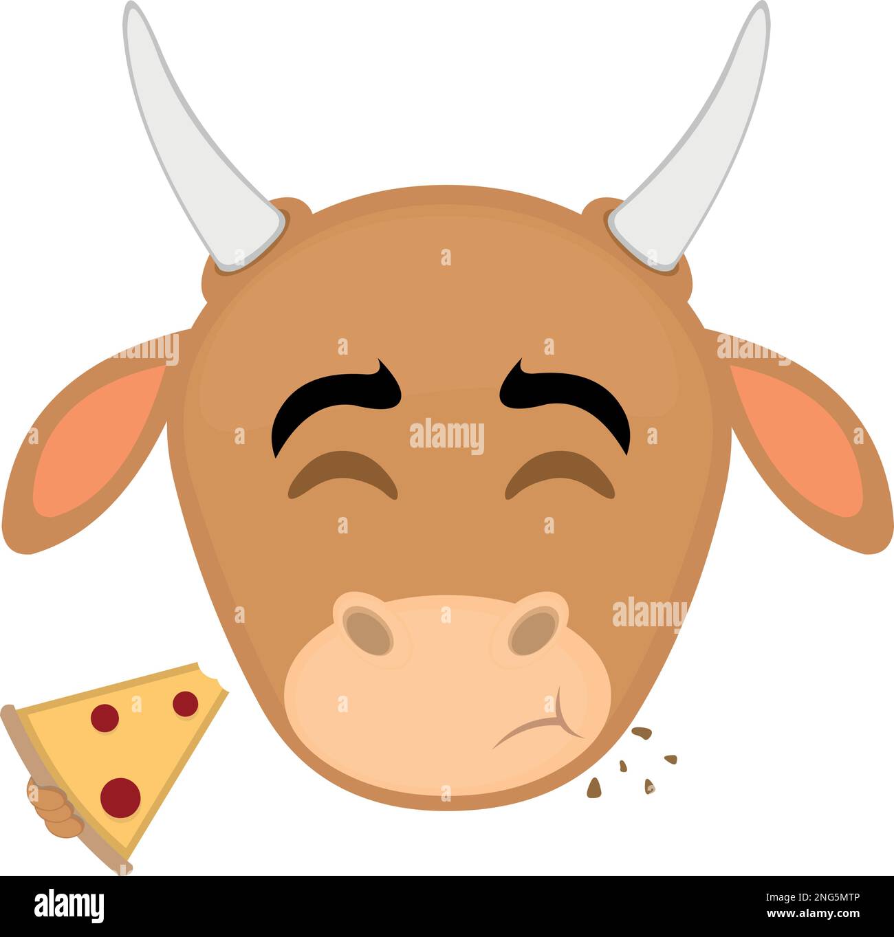 vector illustration face of a cow cartoon eating a slice of pizza Stock ...
