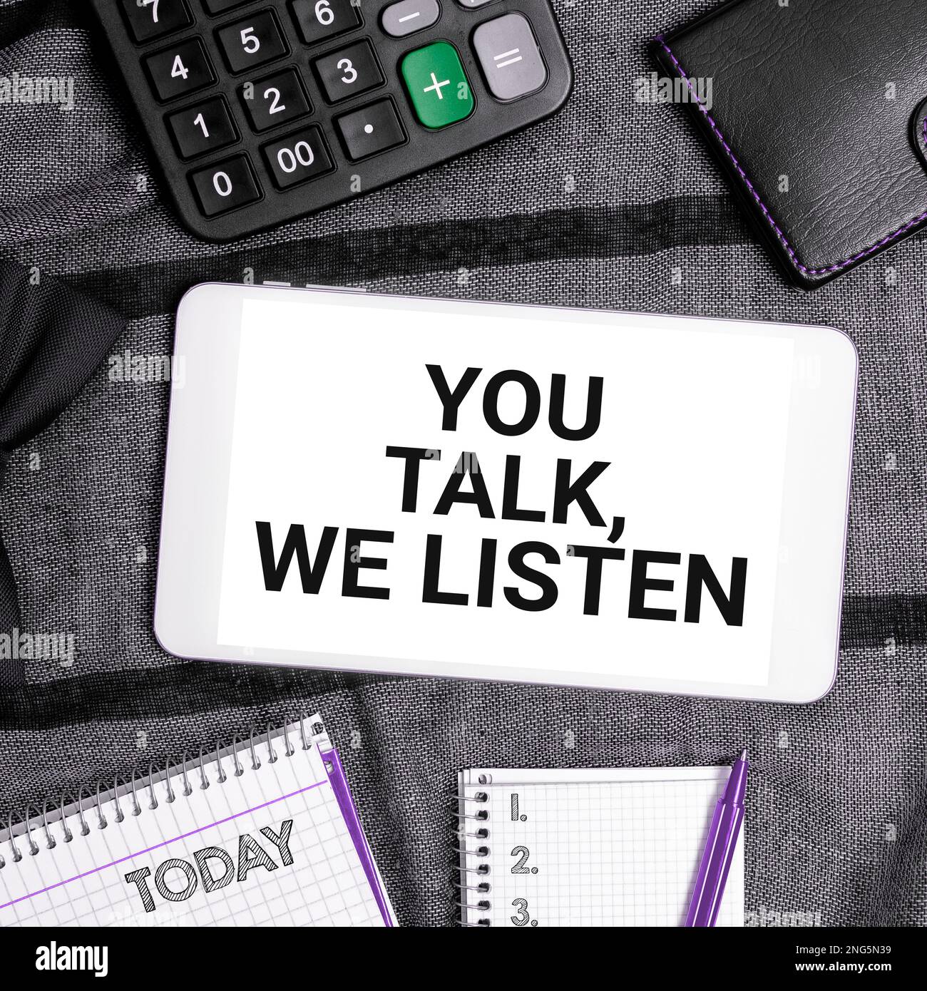 Text showing inspiration You Talk, We Listen. Concept meaning Two Way ...