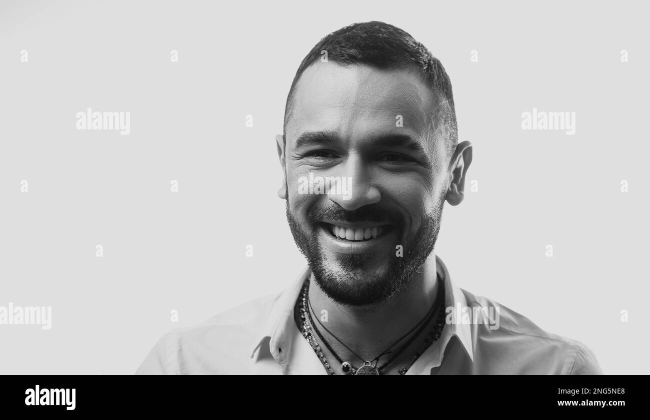 Smiling man. Handsome man with great smile against white background ...