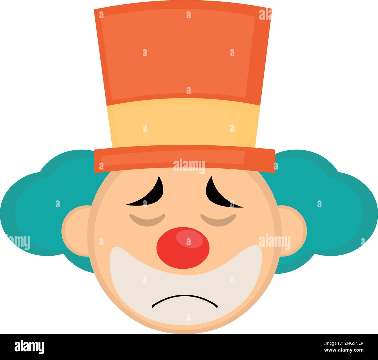 vector illustration face of a cartoon clown with a sad expression and ...