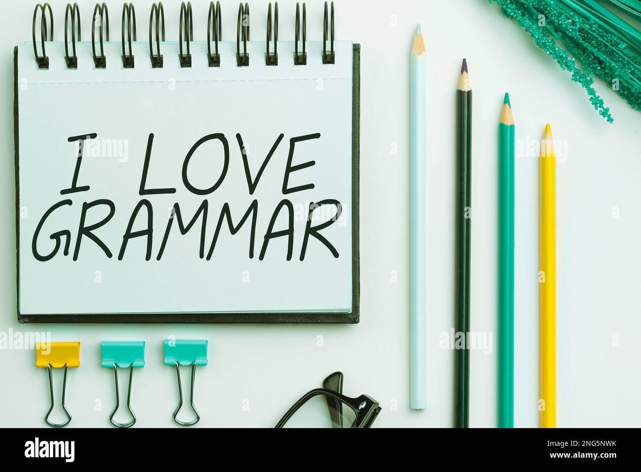 Text sign showing I Love Grammar. Business showcase act of admiring ...