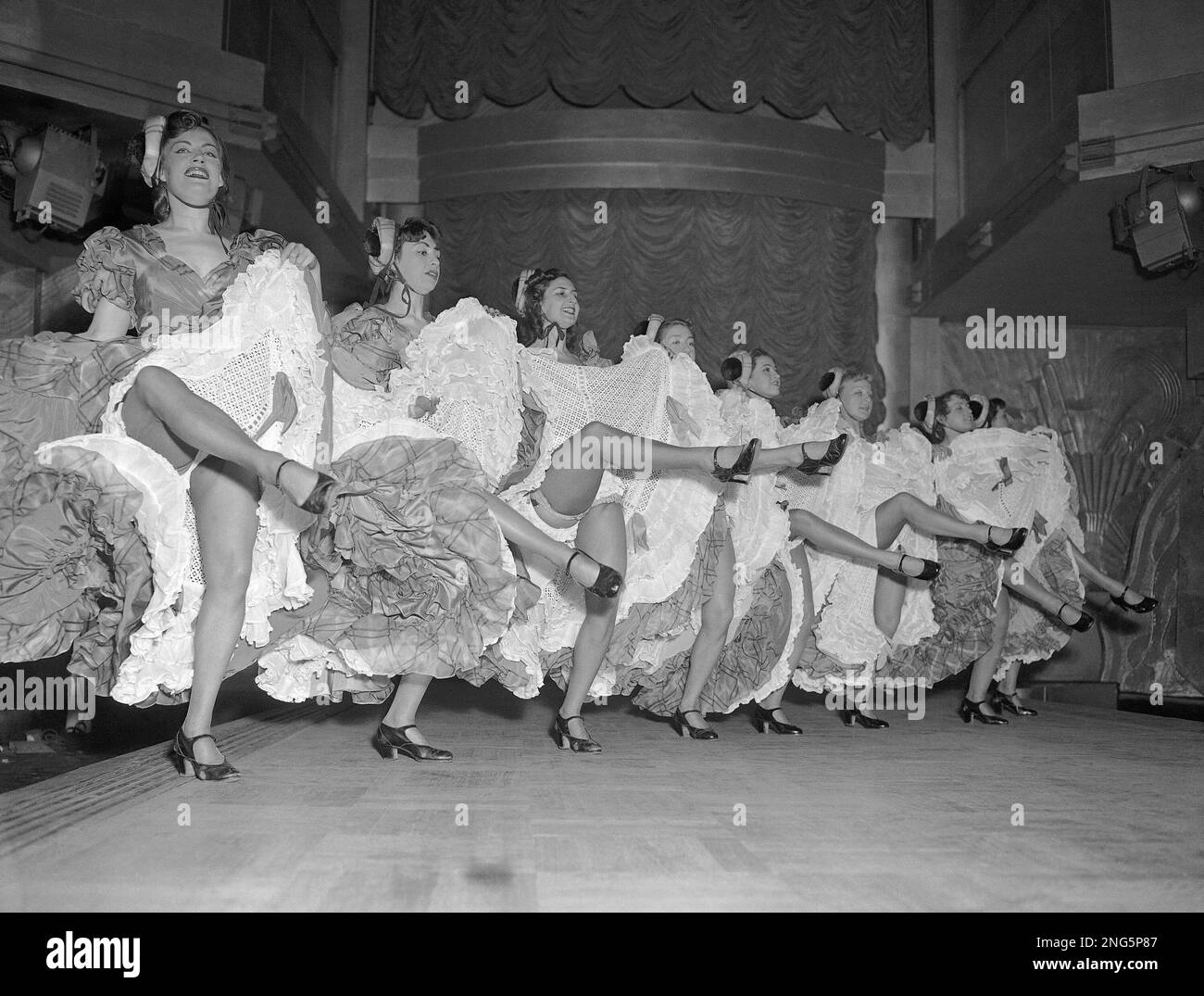 The famous French Cancan dancers rehearse their act at the "Tabarin ...