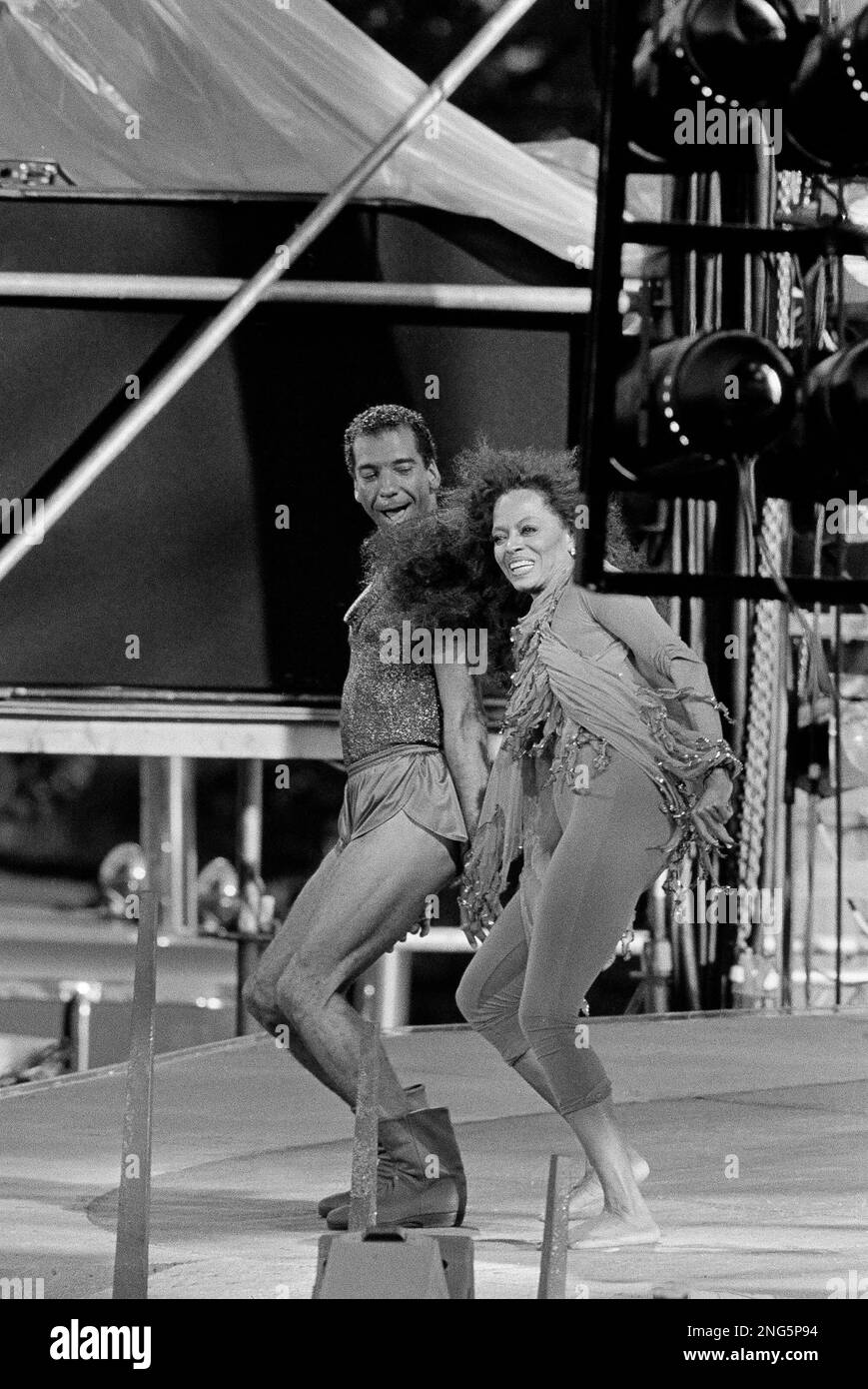 Singer Diana Ross and a dancer perform during the free concert in New ...