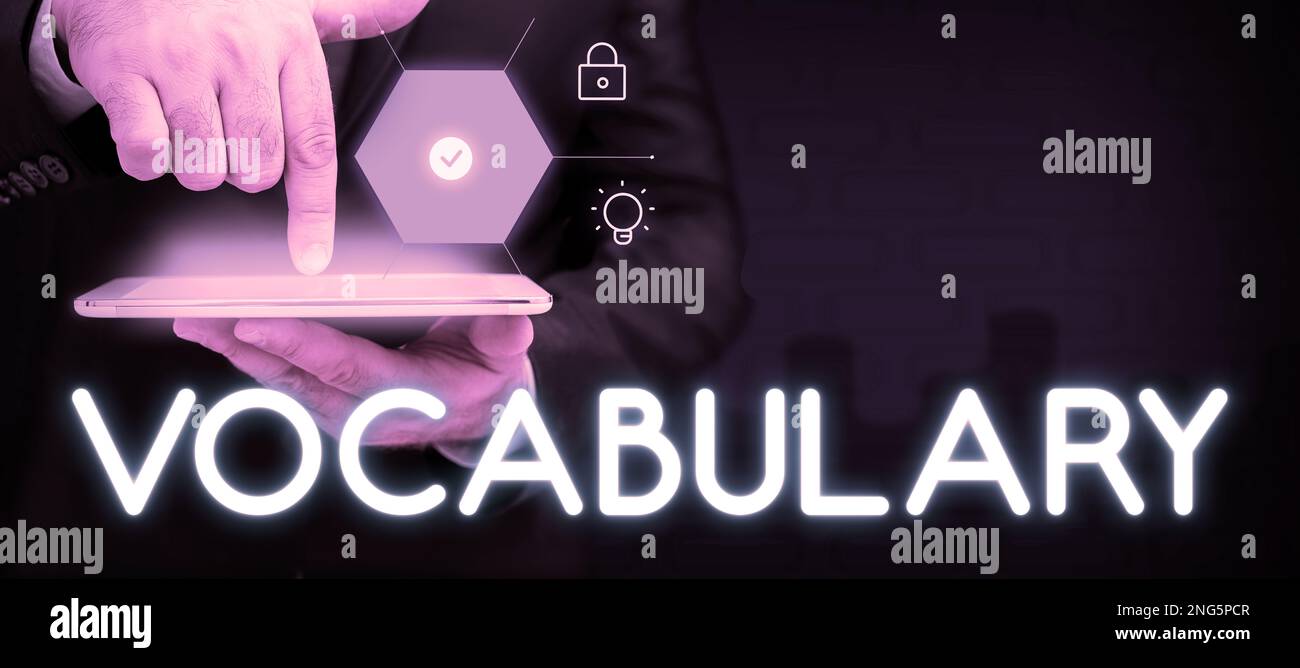 Sign displaying Vocabulary. Conceptual photo collection of words and ...