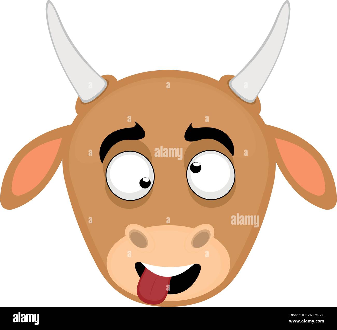 vector illustration face of a cartoon cow with an expression of madness ...