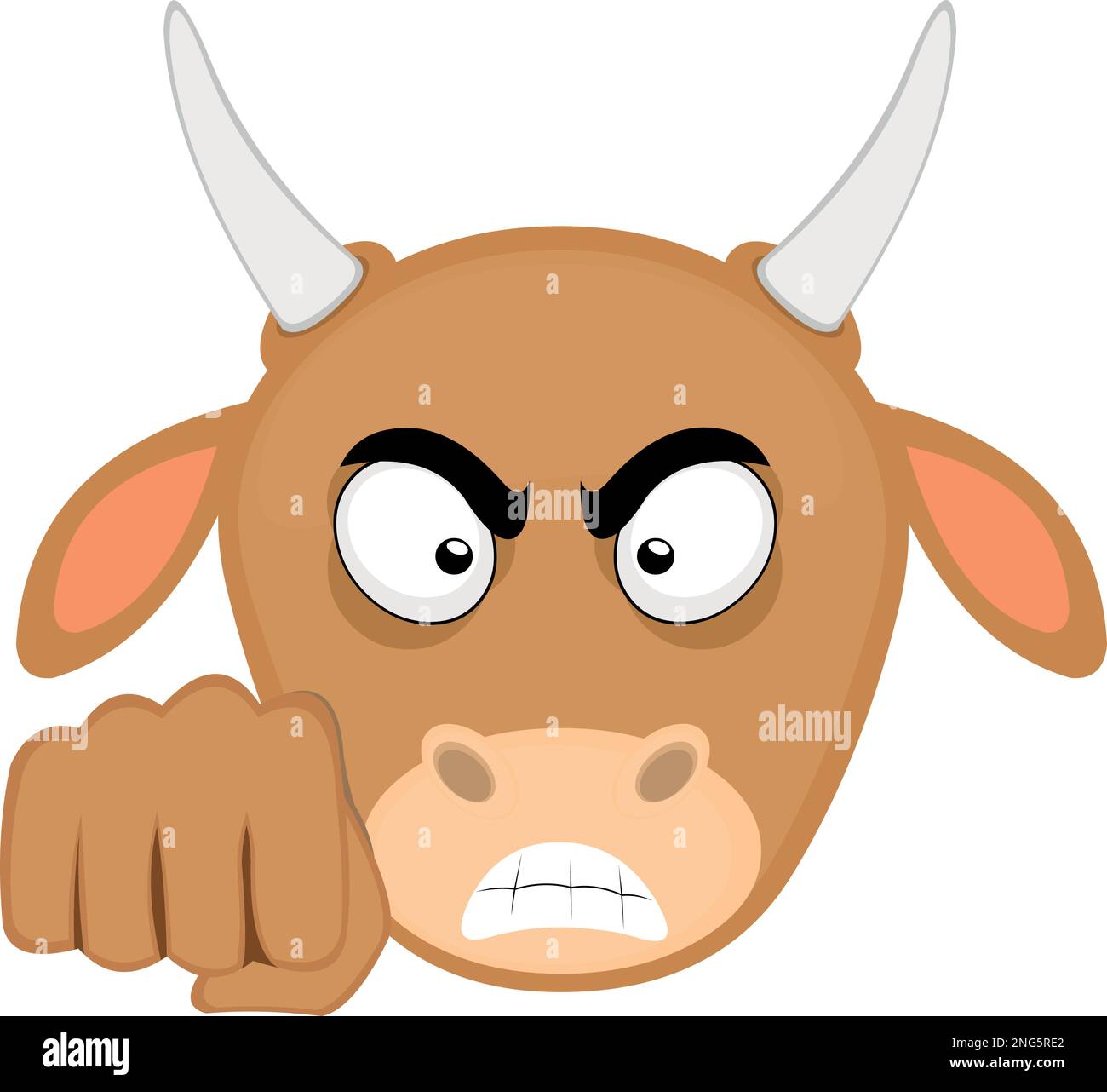 vector illustration of the face of a cow cartoon with an angry ...