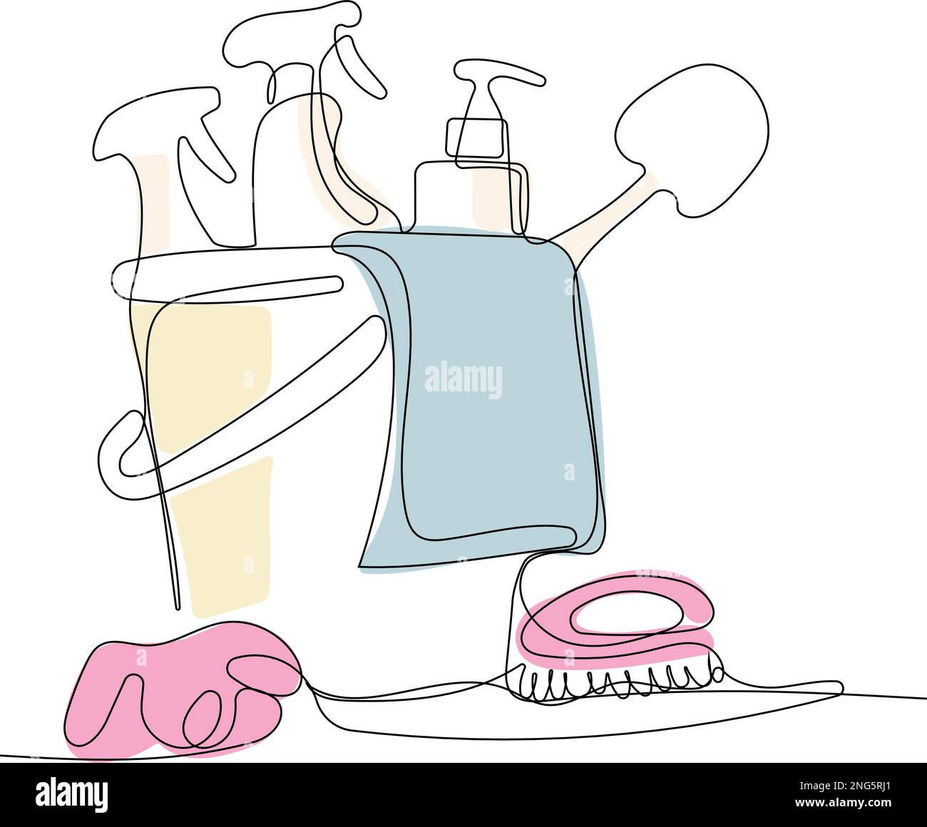 Continuous one line drawing of bottles for liquid laundry detergent ...