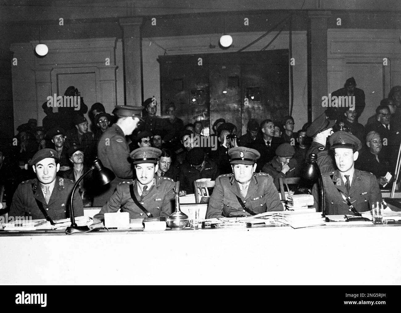The prosecution counsel seen during the opening session of the Belsen ...