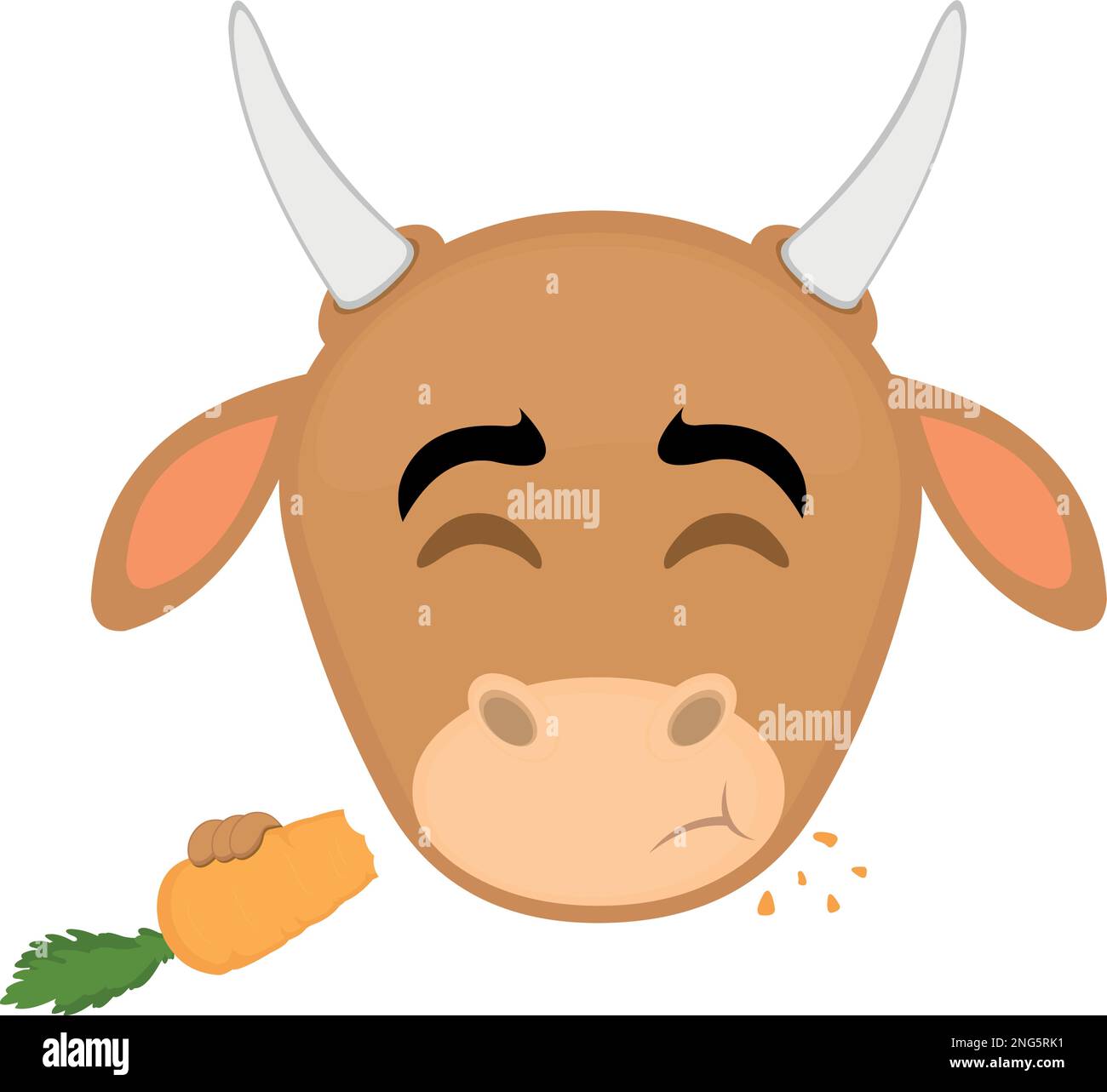 vector illustration face of a cow cartoon eating a carrot Stock Vector ...