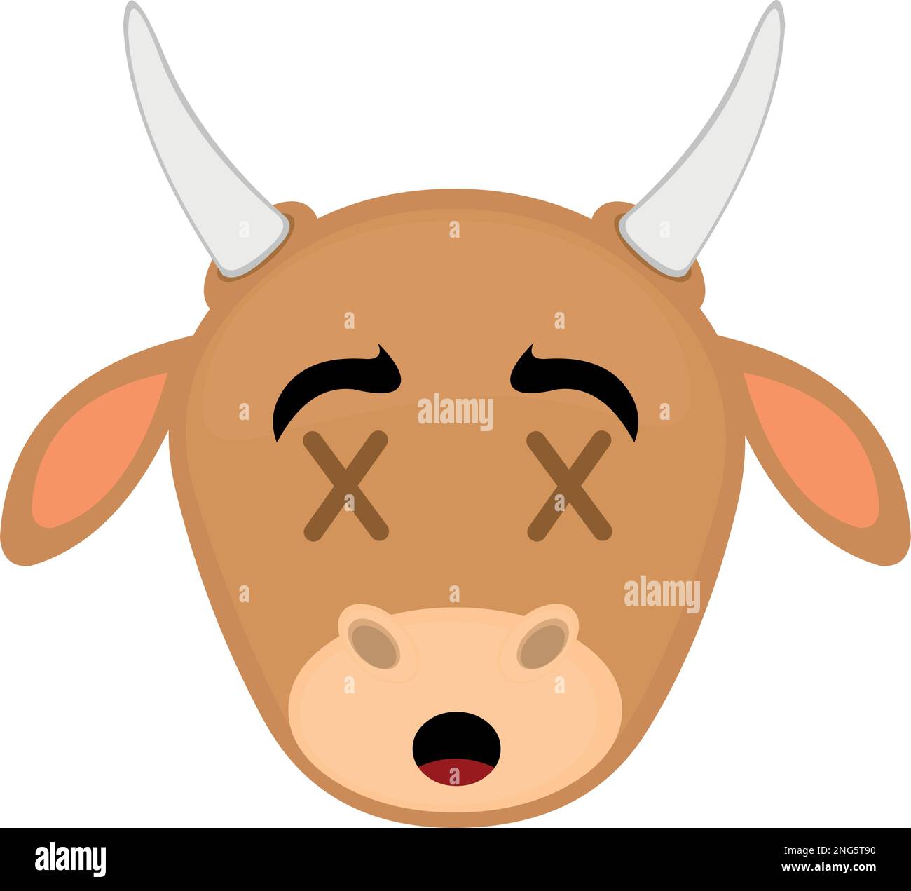 vector illustration face of a cow cartoon with crosses in the eyes, in ...