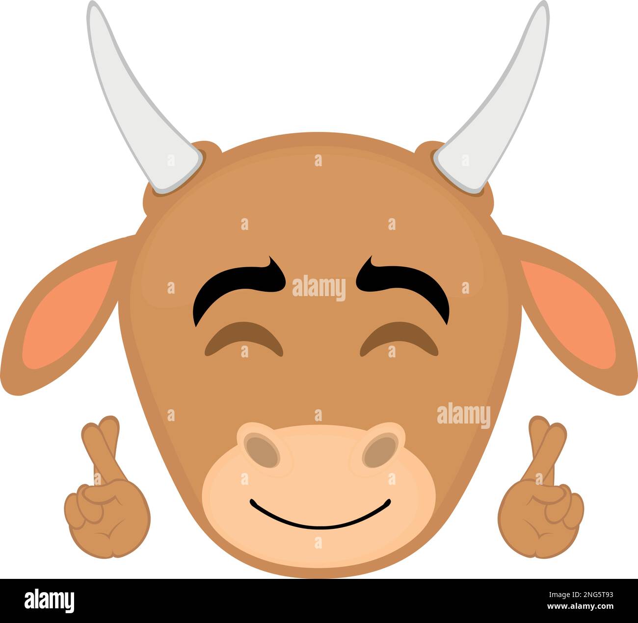 vector illustration face of a cow cartoon crossing the fingers of the ...