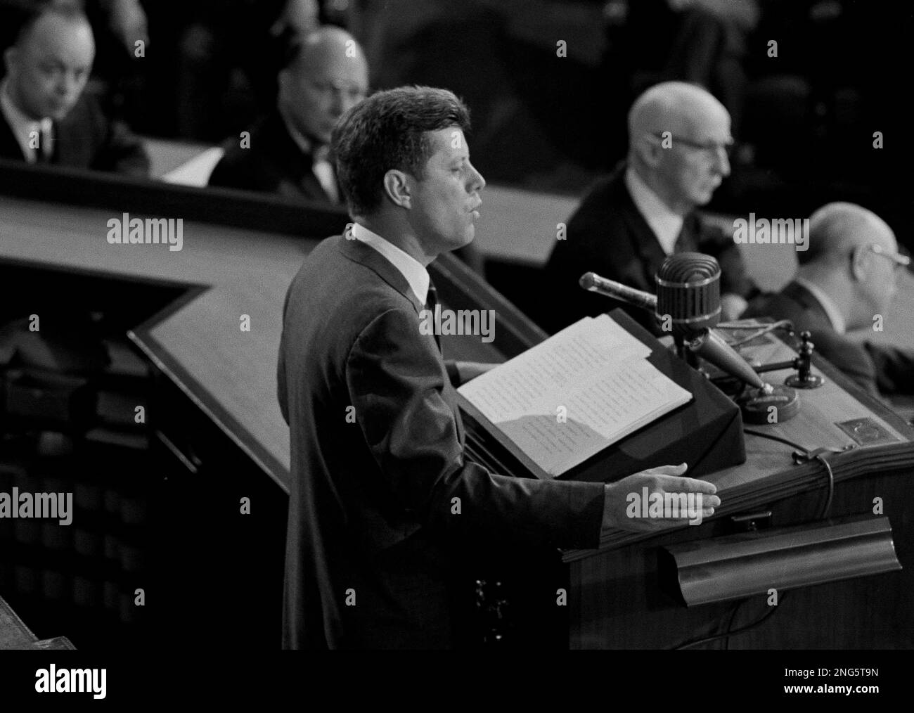 President John F. Kennedy addresses a joint session of Congress in ...