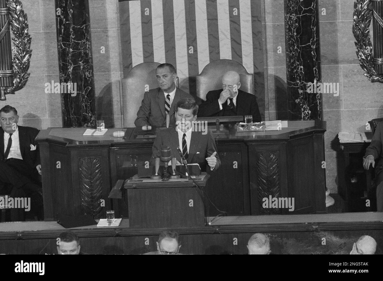 President John F. Kennedy speaks in the House of Representatives before ...