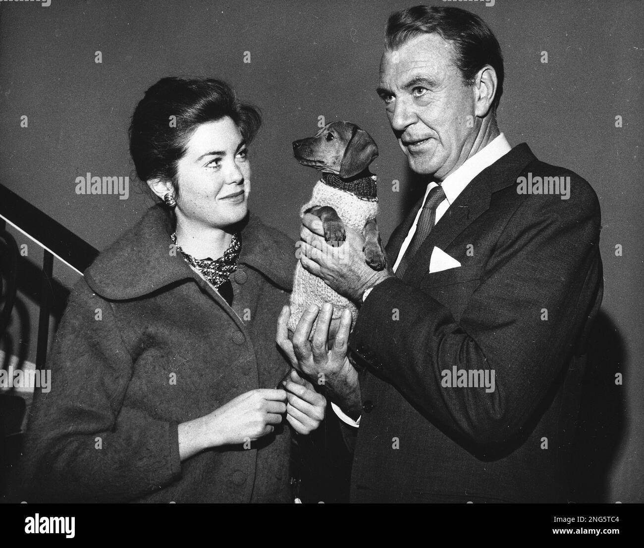 Undated photograph of Gary Cooper and his daughter Maria with their ...