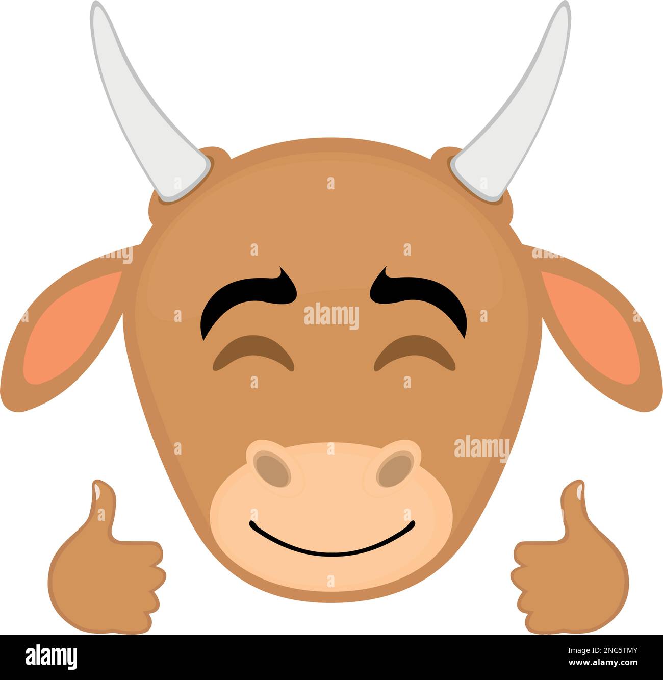 vector illustration face of a cow cartoon with a happy expression and ...