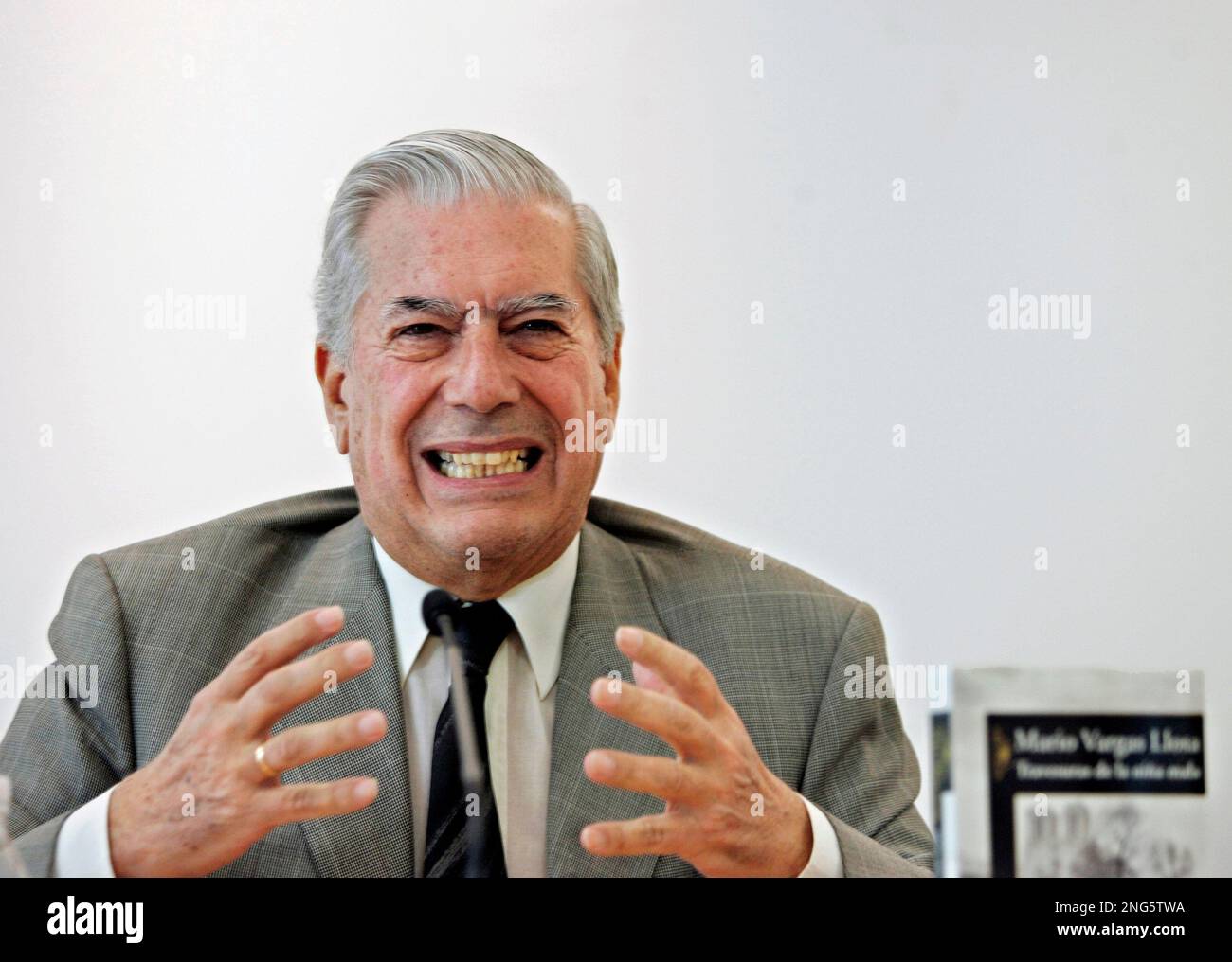 **FILE**Peruvian novelist Mario Vargas Llosa gestures during the ...