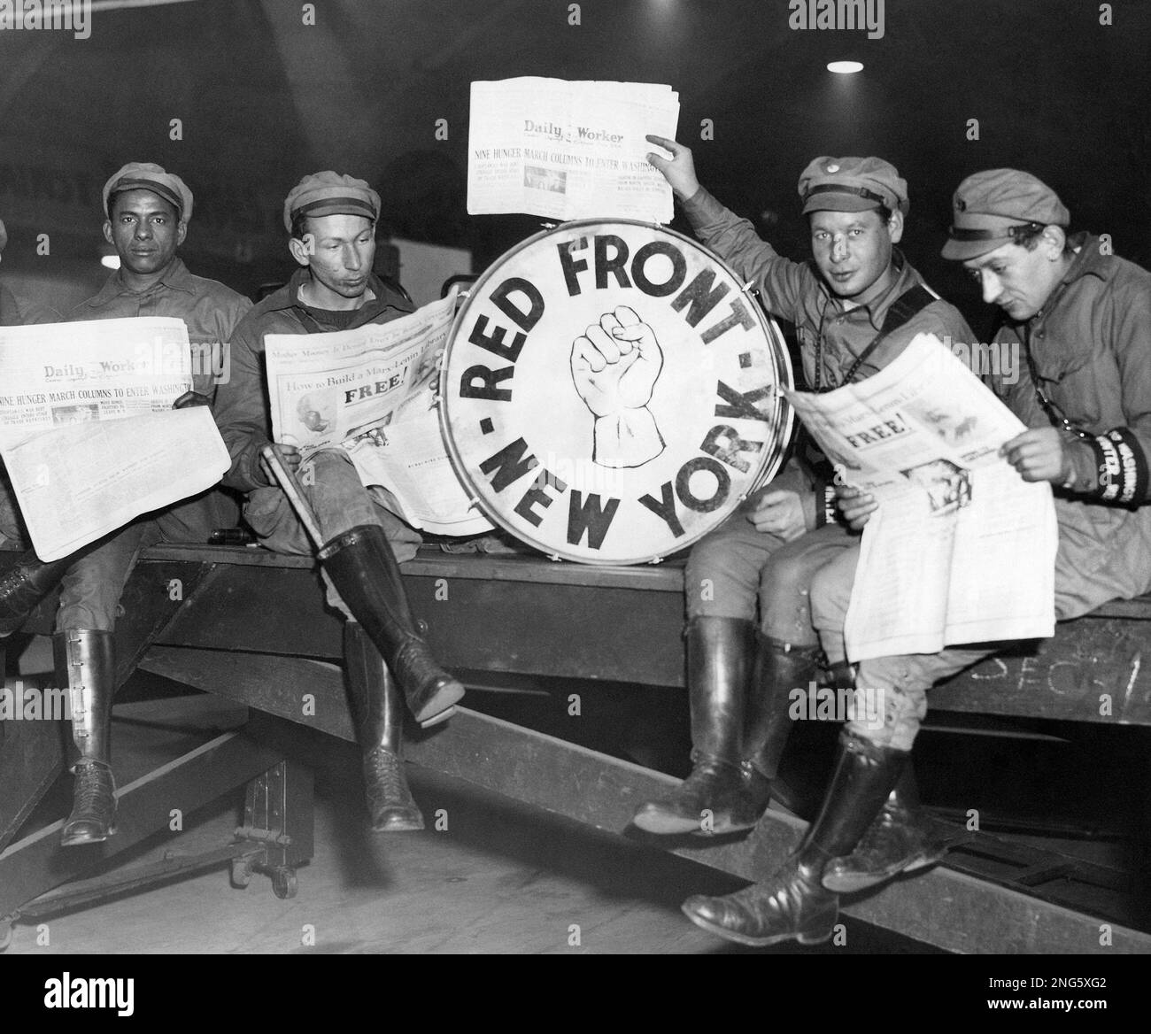 Second Hunger Army who will join hunger marchers pose December 4, 1932 ...