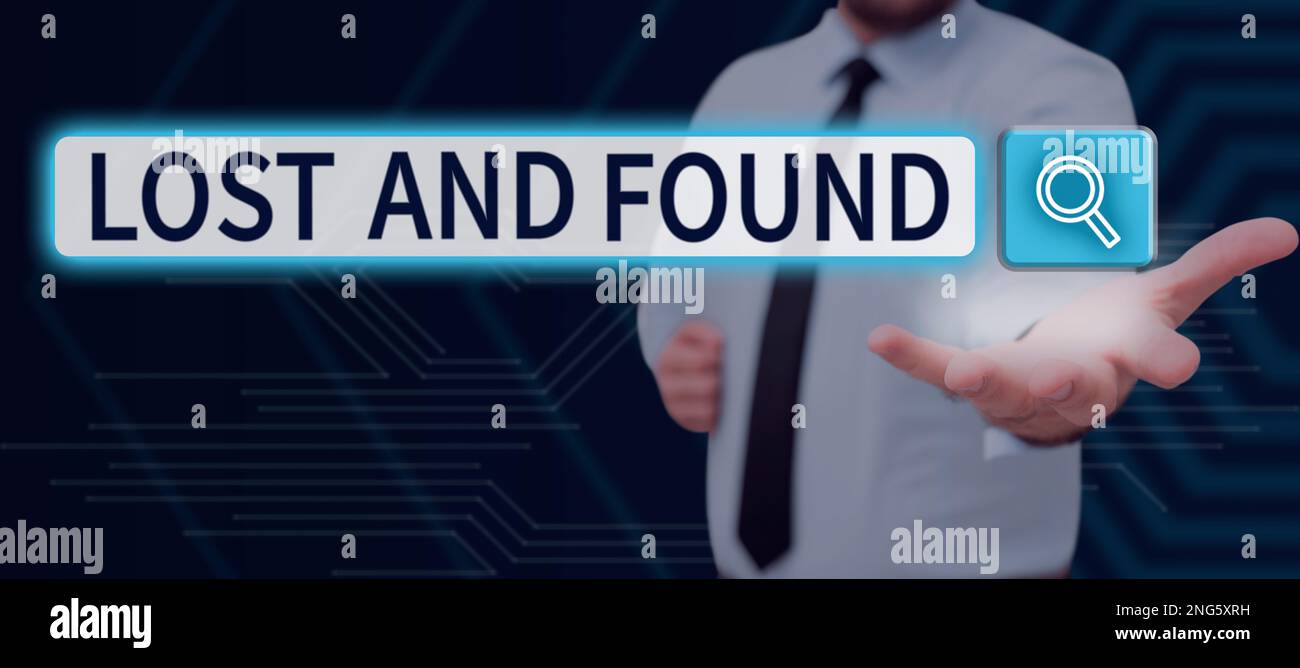 Writing displaying text Lost And Found. Concept meaning Place where you ...