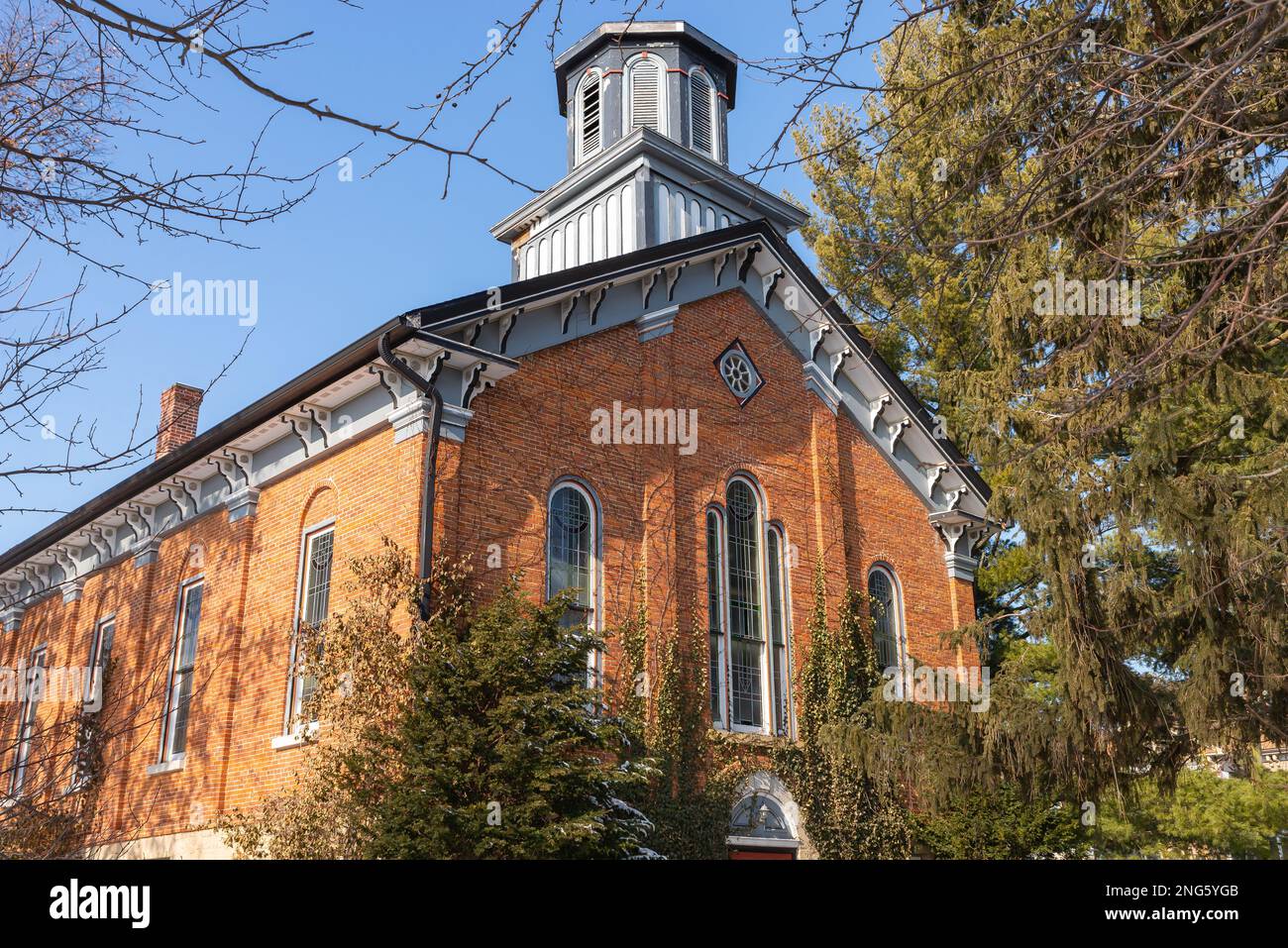 Brick church in small Midwest city. Polo, Illinois, USA Stock Photo - Alamy