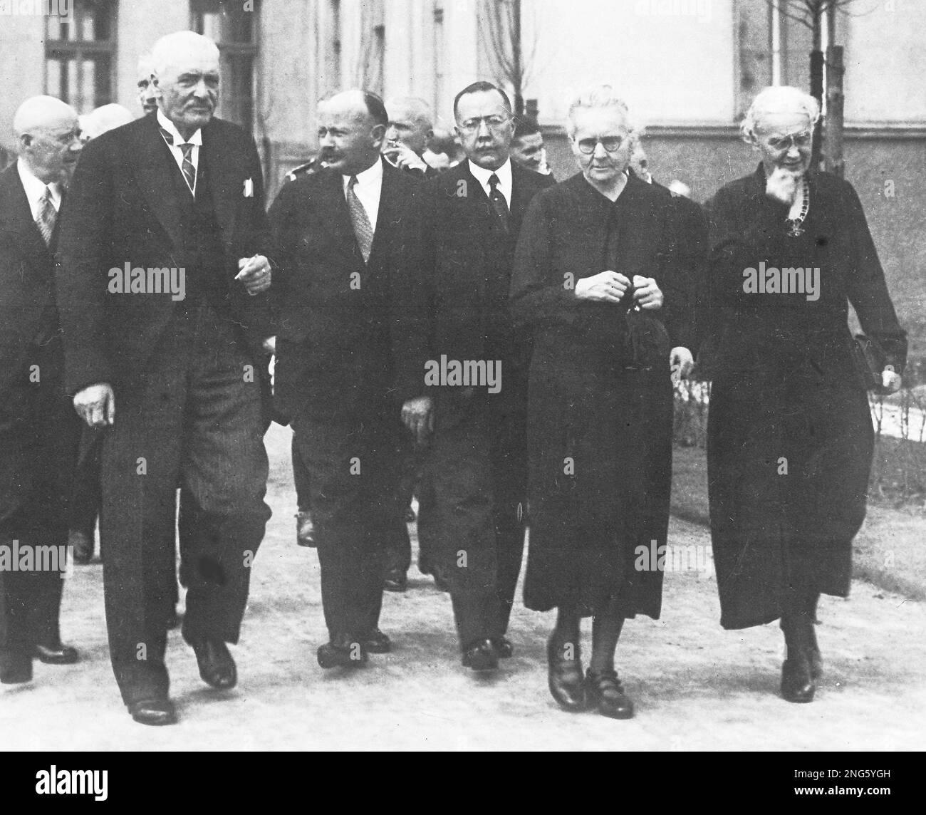 Polish scientist and chemist Madame Marie Curie, second right, and Polish President Ignacy ...
