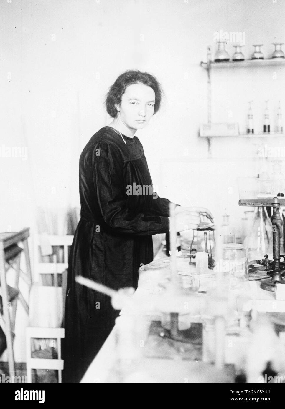 French scientist Irene Marie Joliot-Curie, in a laboratory, in Paris ...