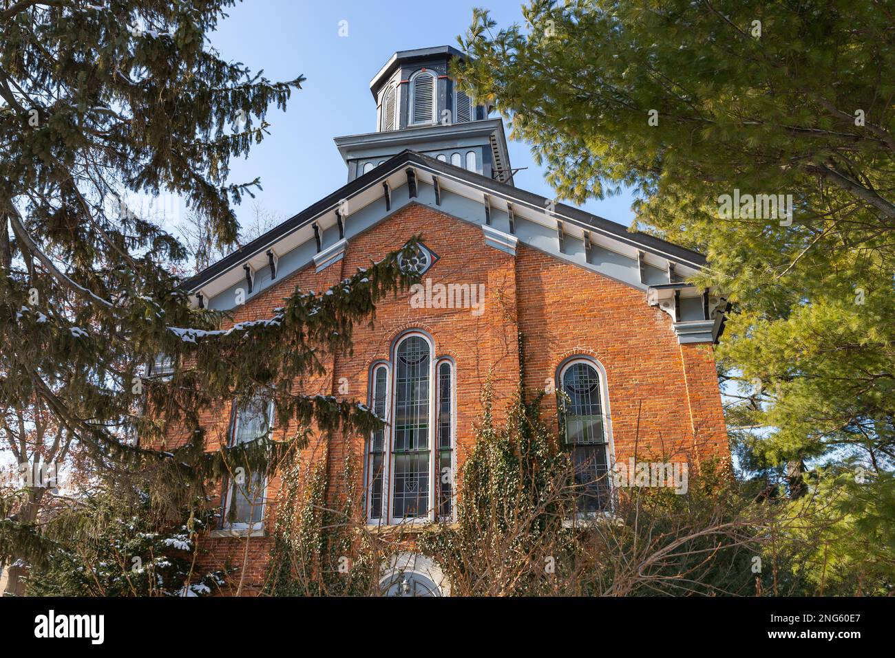 Brick church in small Midwest city. Polo, Illinois, USA Stock Photo - Alamy
