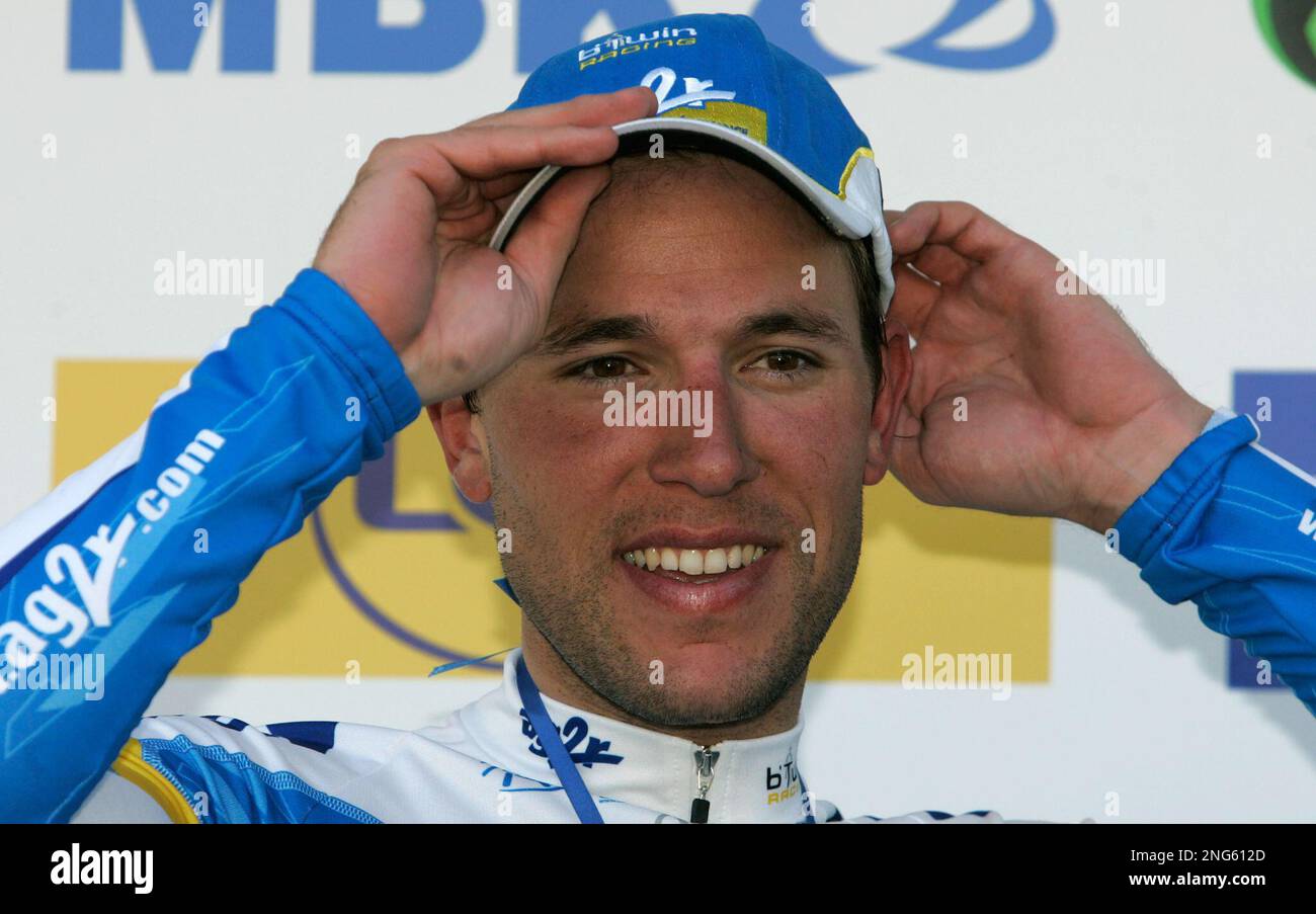 French rider Jean Patrick Nazon celebrates after winning the first ...
