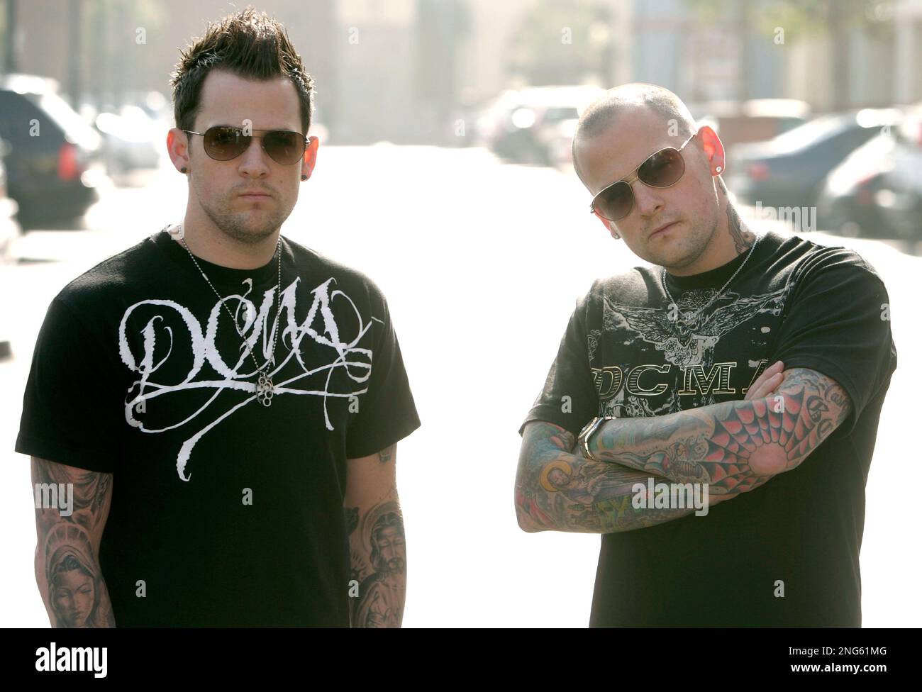 Benji Madden, right, and Joel Madden, of the band Good Charlotte, pose ...