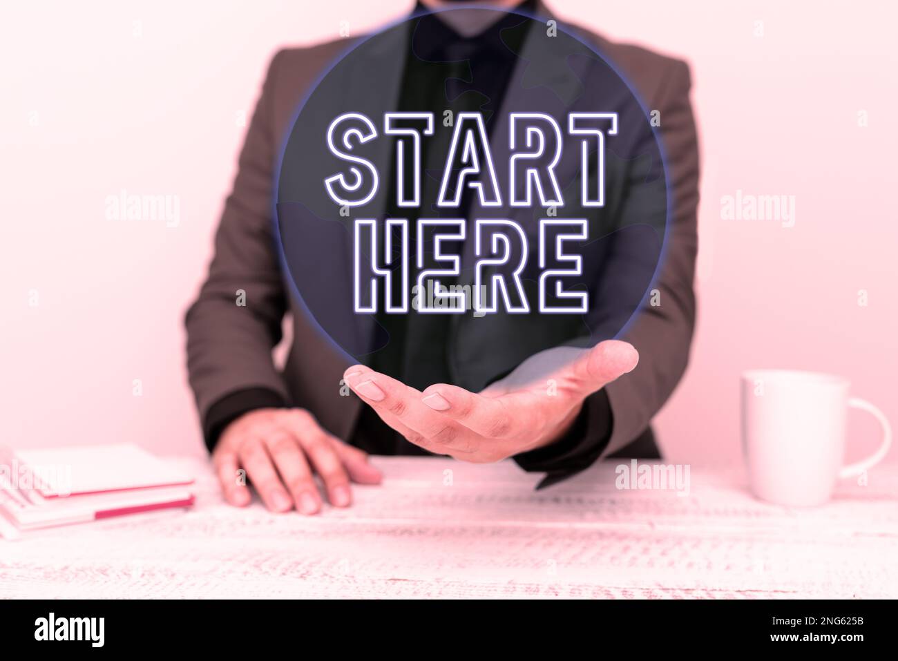 Hand writing sign Start Here. Business approach telling someone this is ...